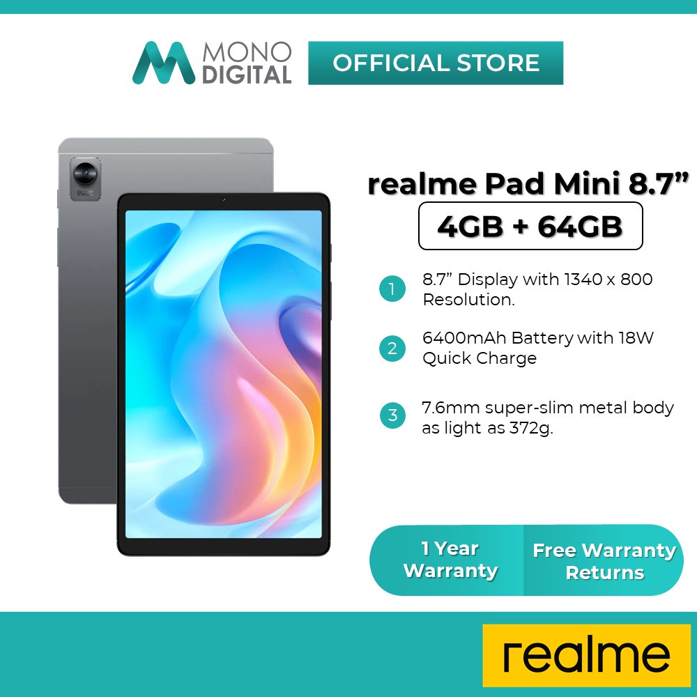 realme Pad Mini 8.7 4G LTE WiFi Mobile Tablet 3GB+32GB / 4GB+64GB - 7 ...