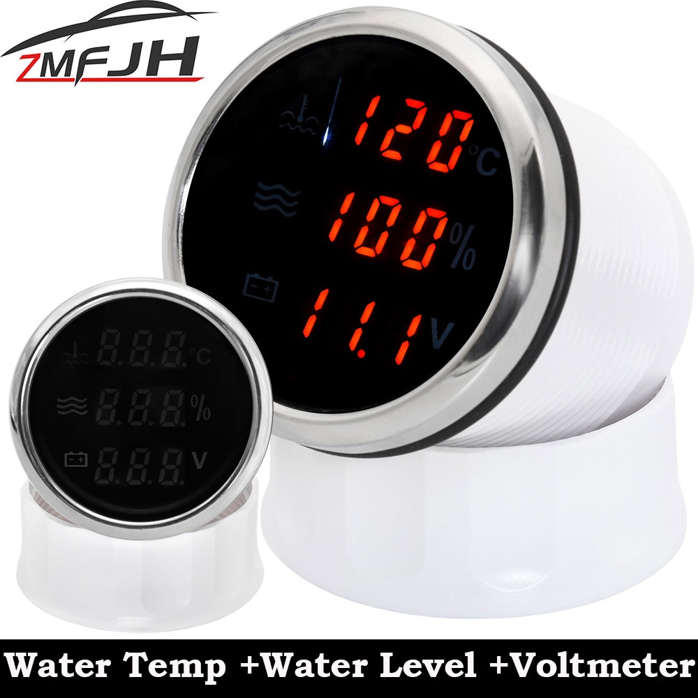 New 52mm 3 In 1 Digital Gauge Water Temperature Water Level Gauge With ...