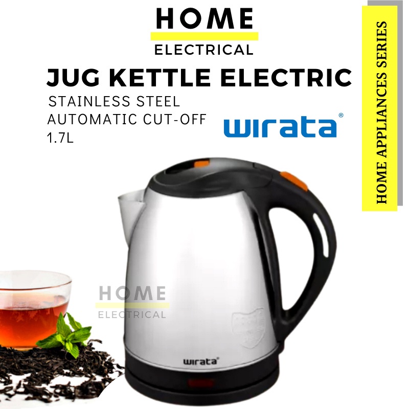 Wirata Jug Kettle Electric JK-211s Jug Air Panas Stainless Steel1.7L Automatic Cut-off SIRIM ...