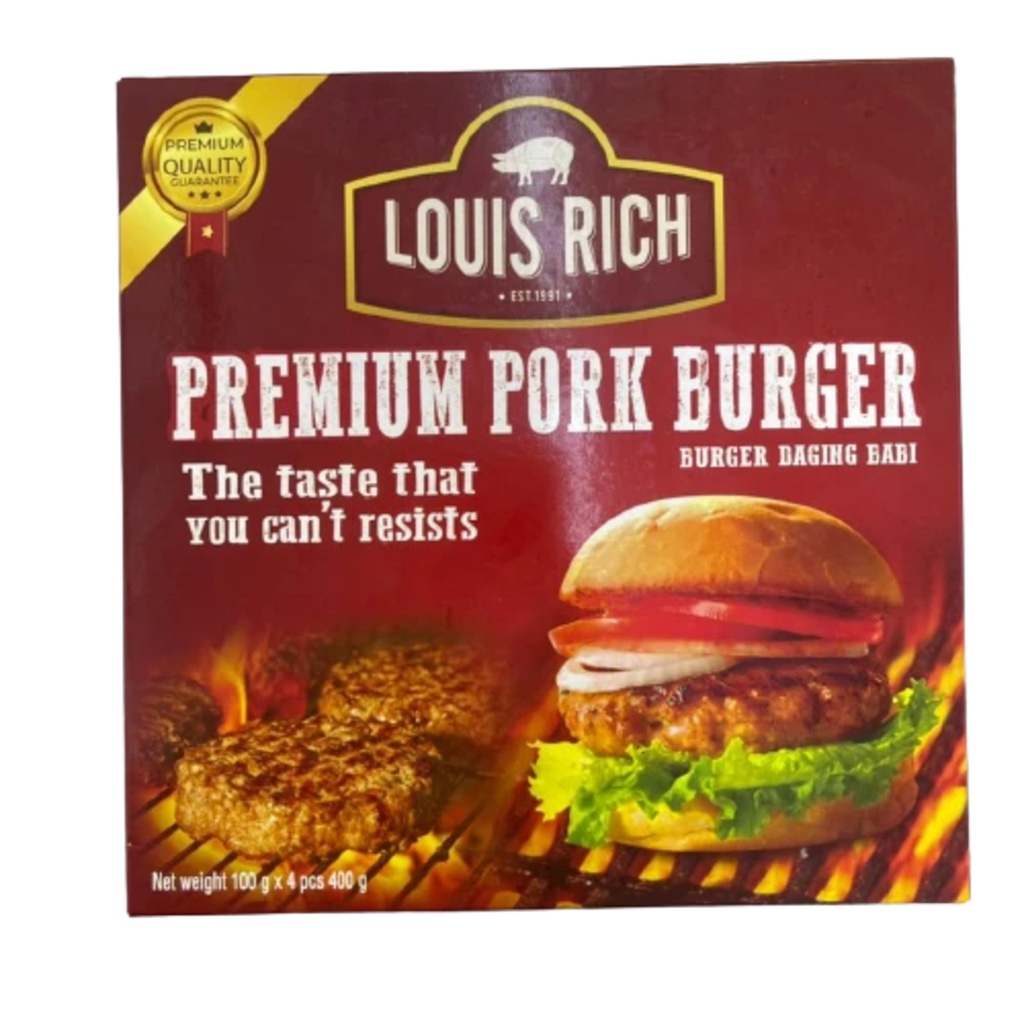Louis Rich Premium Pork Burger 汉堡猪肉 4pcs (320g) (Stock Clearance ...