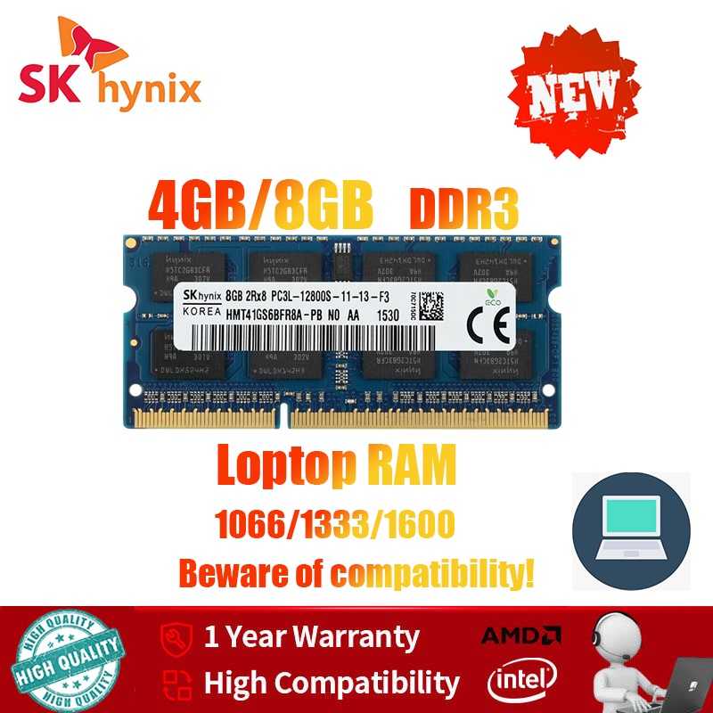 【Fast Shipping】SK hynix 4GB/8GB DDR3/DDR3L Notebook Memory RAM SODIMM 1066/1333/1600MHz 204Pin 1 ...