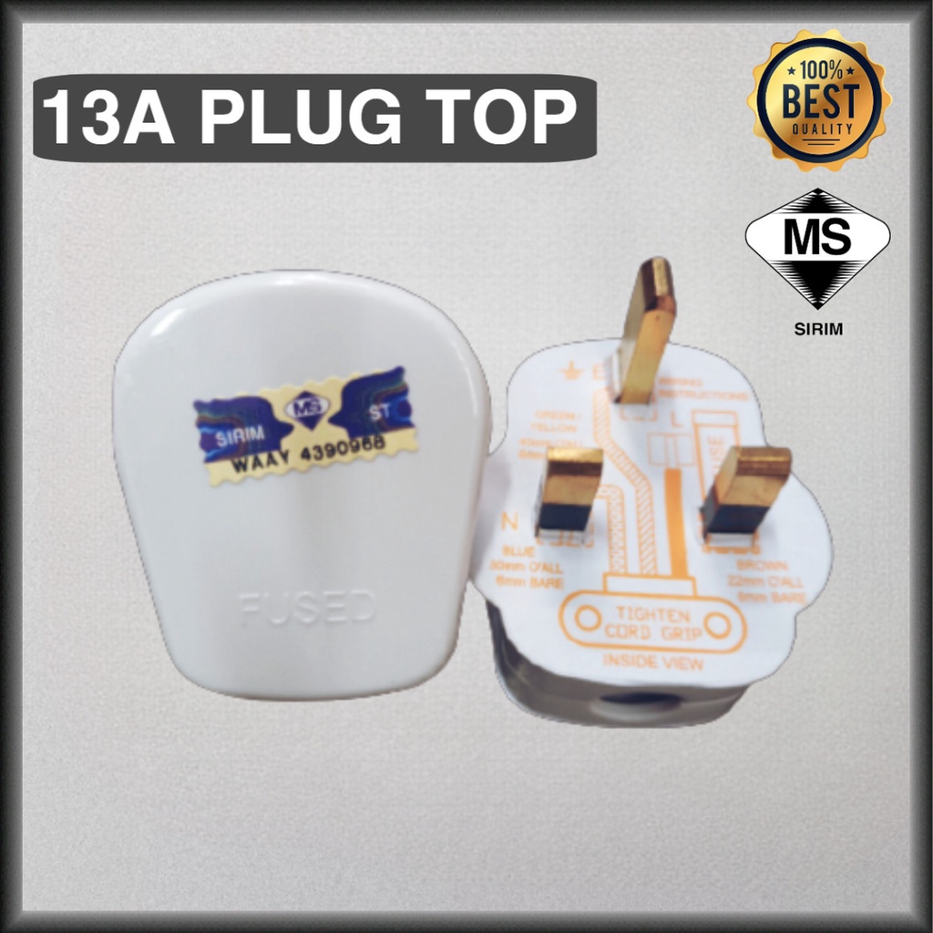 [SIRIM] 13A Plug Top 13A Plug 250V 3 Pin 13A Plug Top 3 Pin Plug Point Fused Plug Socket Plug ...