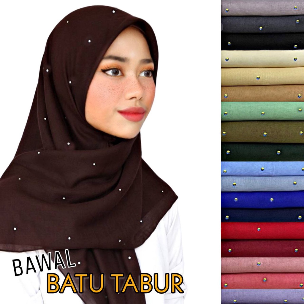 BAWAL Cotton Lembut Batu Tabur ON POINT Hijab Tudung Ready Stock ...