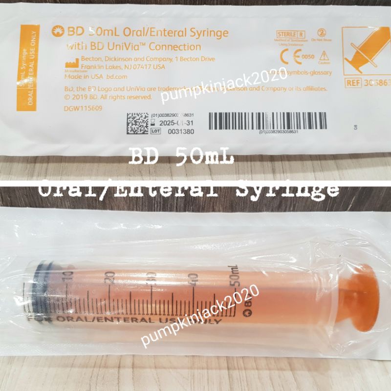 [REF 305863] BD 50mL Oral/Enteral Syringe with BD UniVia Connection - 1 ...