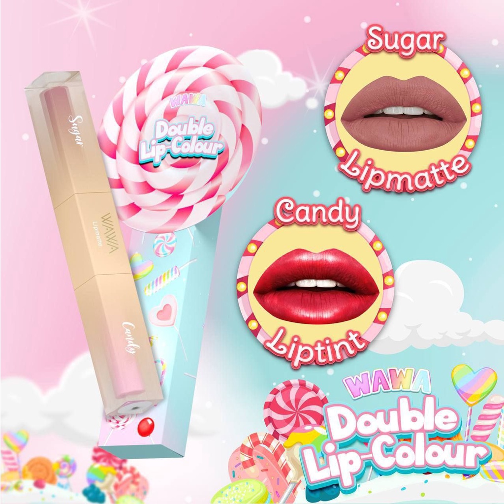 WAWA DOUBLE LIP COLOUR LOLLIPOP | 2 IN 1 Lipmatte & Liptint with Gift ...