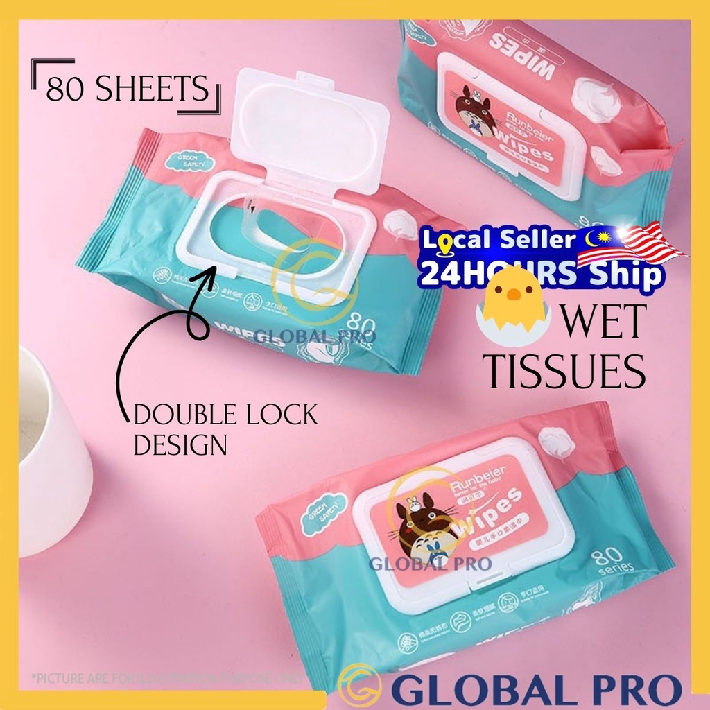 BABY WIPES 80PCS Wet Tissue Tisu Basah 湿纸巾 Wet Tissue Murah Tisu Lap ...