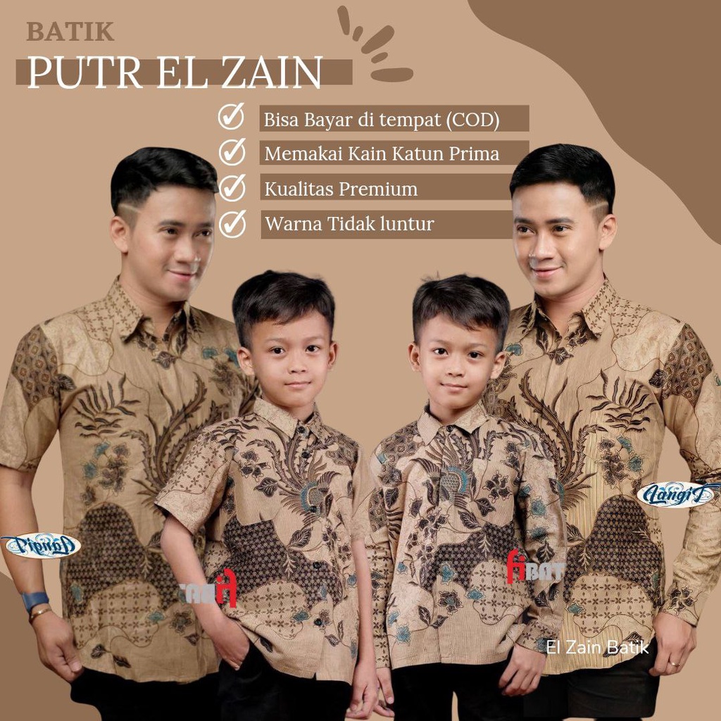 KEMEJA The Newest Father Batik Shirts And Boys Batik Shirts Beige Brown ...