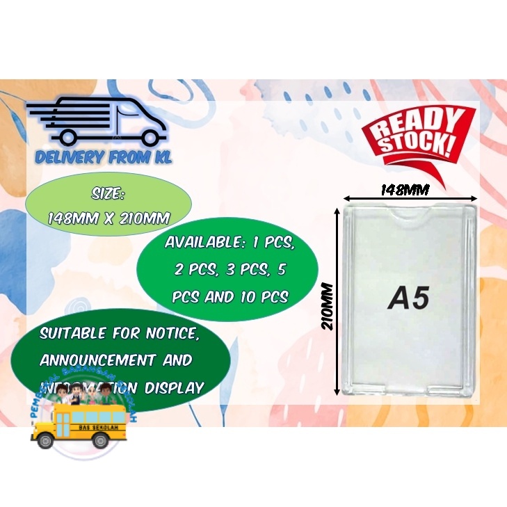 A5 ACRYLIC NOTICE HOLDER SIGNAGE NOTICE BOARD / DISPLAY / TRANSPARENT ...