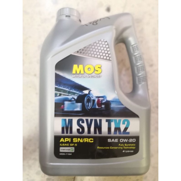 MOS OW-20 FULLY SYNTHETIC CAR ENGINE OIL 4LITRE (M SYN TX2) MOS SAE OW ...