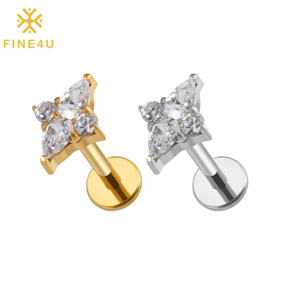 Piercing Titanium Star with Cubic Zirconia Ear, Lips, Helix, Conch ...