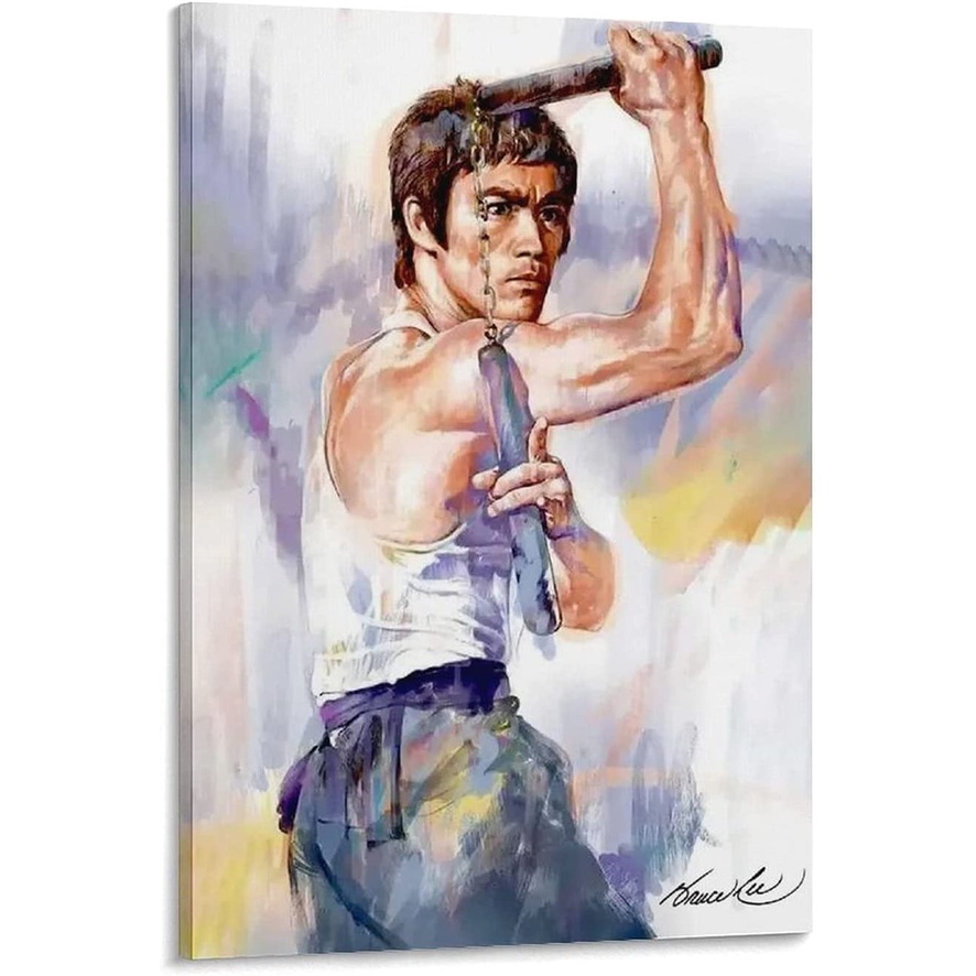 Bruce Lee Kung Fu King Canvas Martial Arts Oil Painting Poster ...