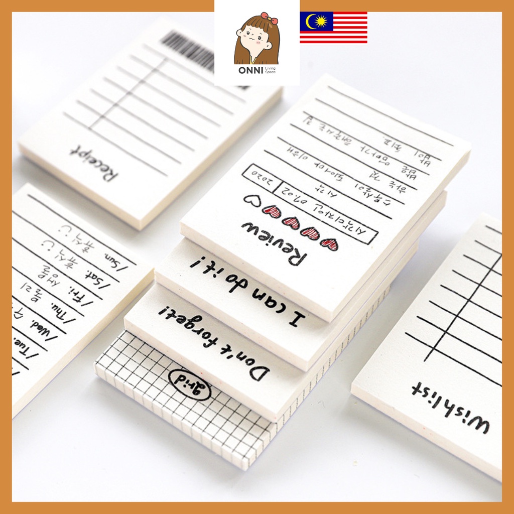 ONNI 🇲🇾 Cute Memo Pad 50sheets Check List Weekly Plan Time Manage Diary ...