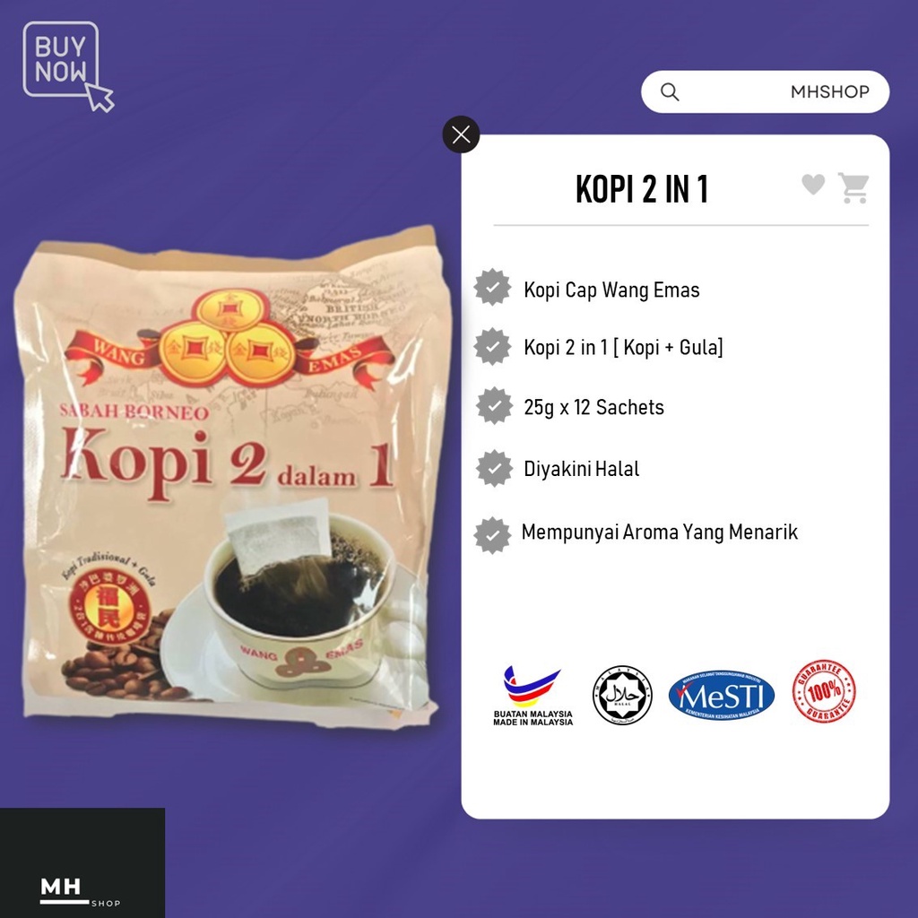 Kopi Cap Wang Emas | Instant Coffee | Sabah Coffee | Wang Emas Instant ...