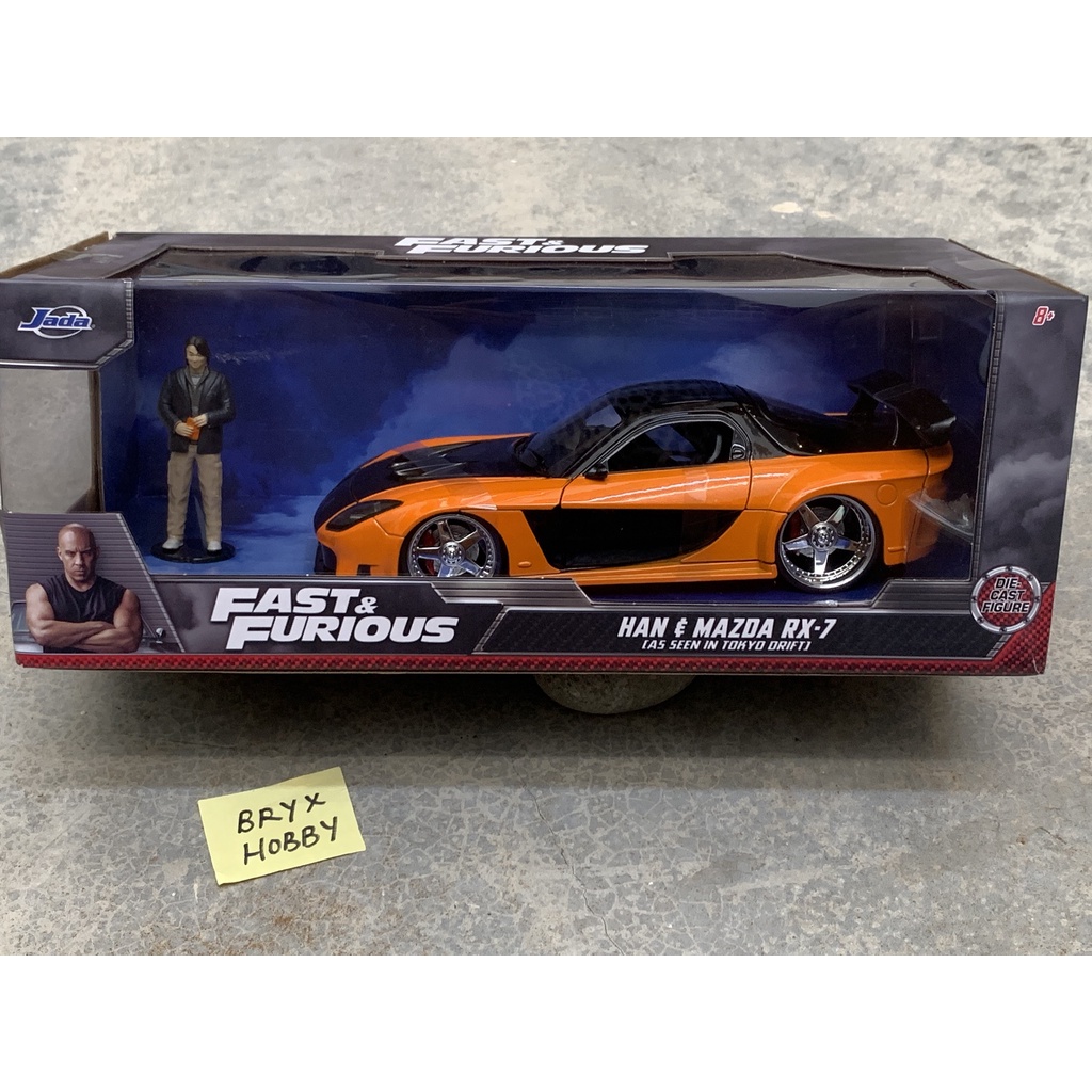Jada Toys Metals The Fast & Furious Tokyo Drift Han's 1995 Mazda RX-7 Widebody With Han Figure ...