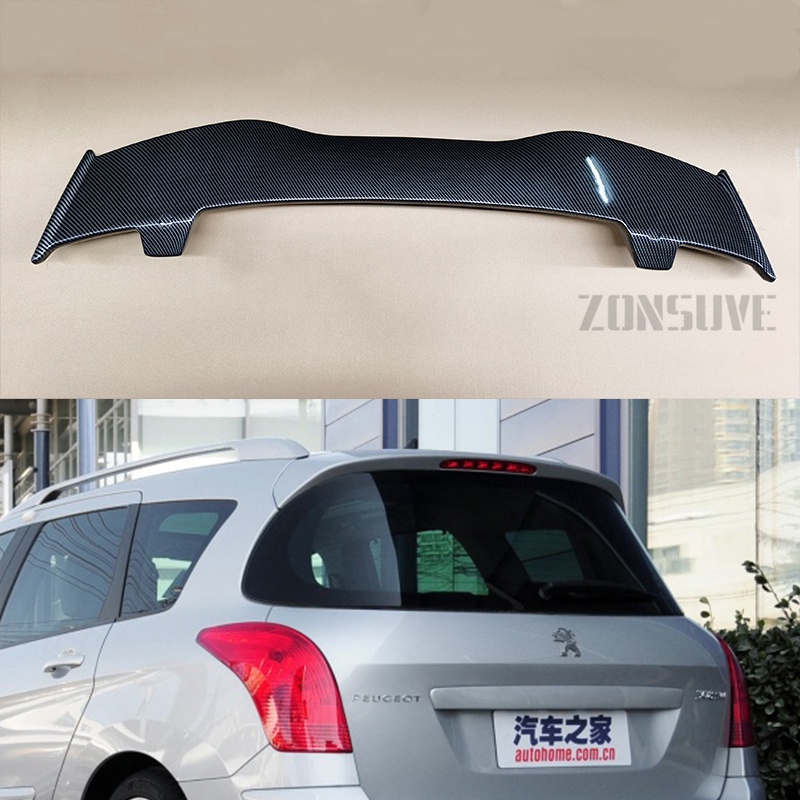 Use For Peugeot 308 2008-2013 Spoiler ABS Plastic Carbon Fiber Look ...