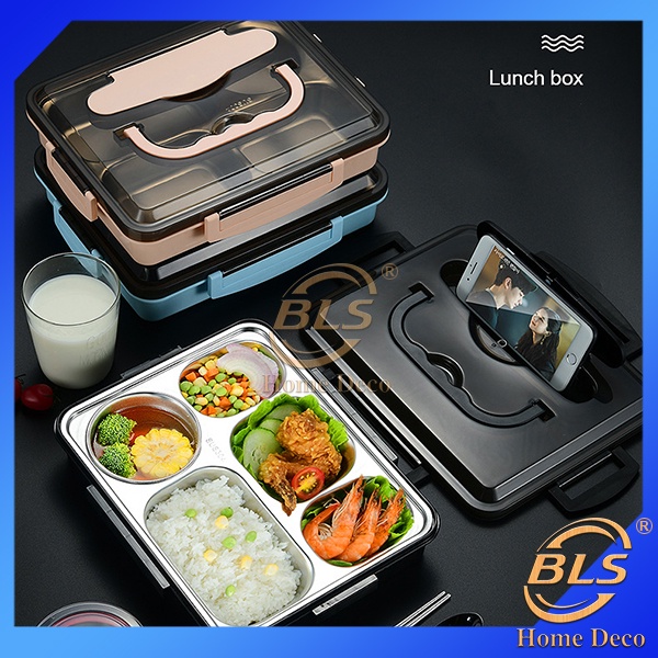 Thermal Bento Box 4 Compartments Lunch Box Adult Food Container ...