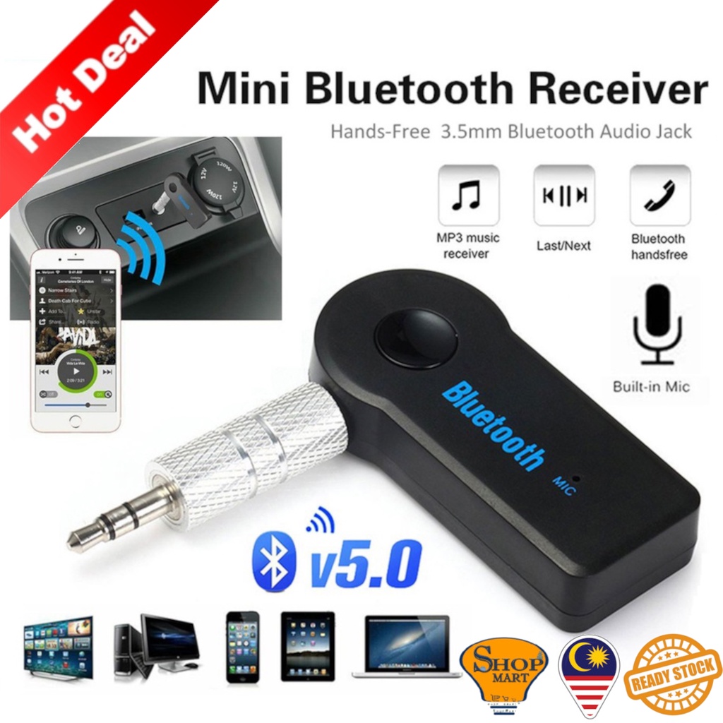 Car AUX IN Bluetooth 5.0 USB Port Wireless Receiver Mini Stereo Car ...