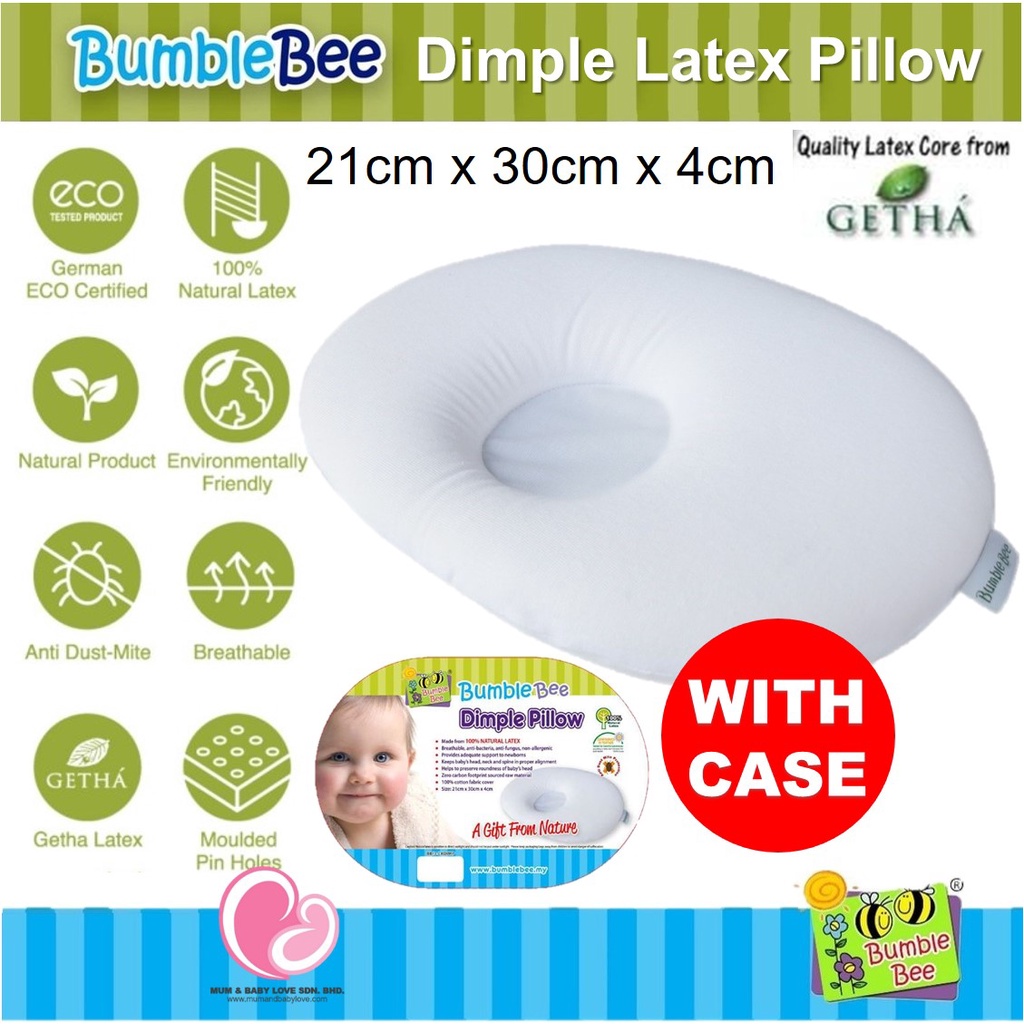 Bumble Bee Getha LATEX DIMPLE Pillow Baby FREE Pillowcase, Bantal Anti ...
