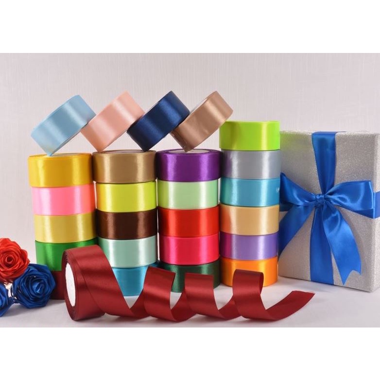 (22M) 4cm Satin Ribbon Reben Riben Flower Ribbon Bunga Hadiah Hantaran ...
