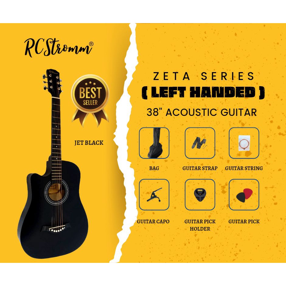 RCStromm Gamma FT-D38LH - Beginner Acoustic Guitar Zeta - 38 inch (Left ...