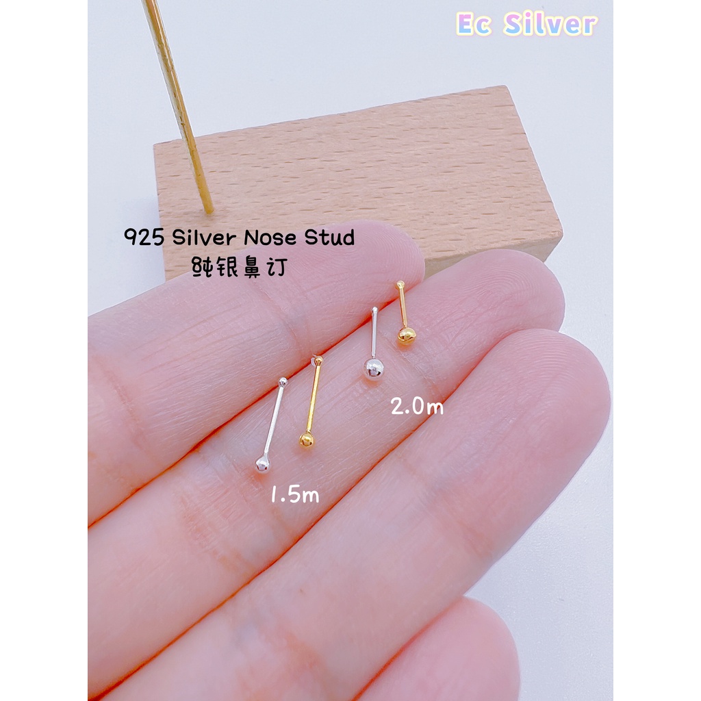 (NPS3) Silver 925 Subang Hidung / Bright Nose Pin / Nose Stud / 光亮鼻针 ...