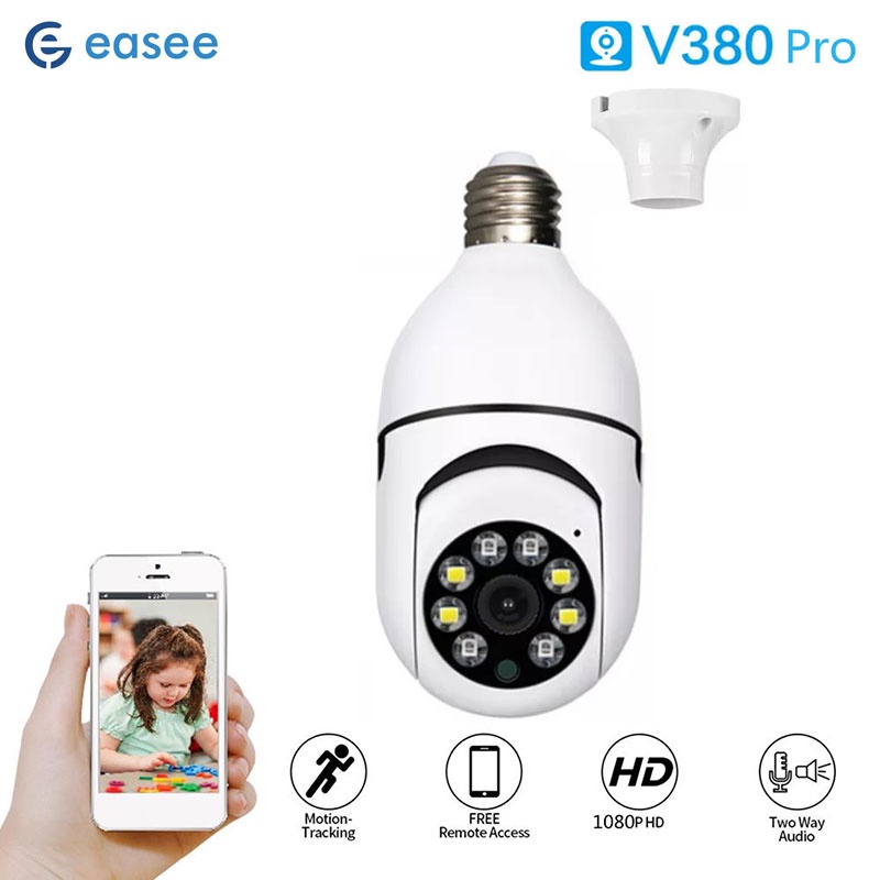 ESAEE V380 PRO Rotate LED & IR Night Vison Bulb Cam Waterproof E27 Dome ...