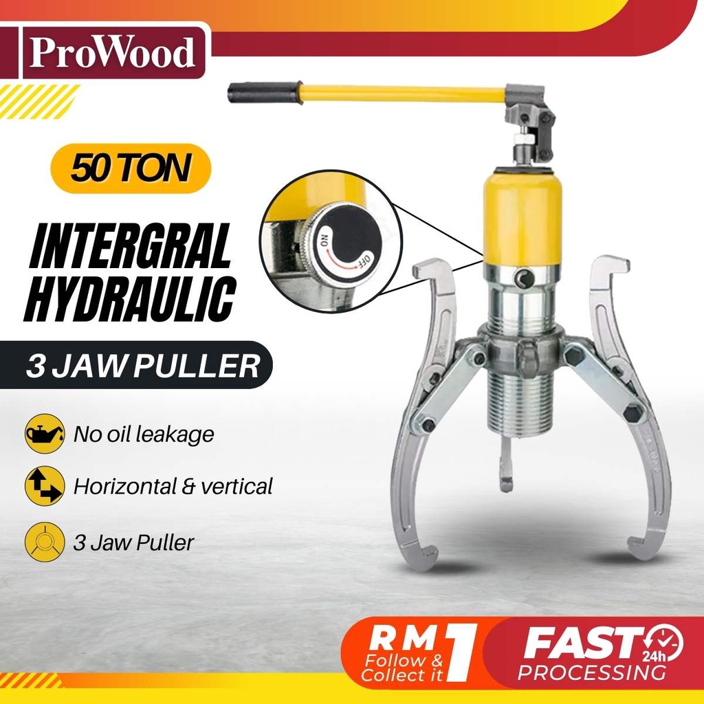 50 TON Integral Hydraulic 3 Jaw Puller Industrial Grade Integral Type ...