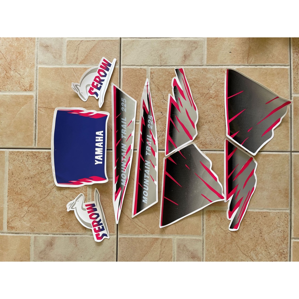 YAMAHA SEROW 225 Sticker Set Silver Color In 1 Have 9 Pcs (Blue-Pink ...