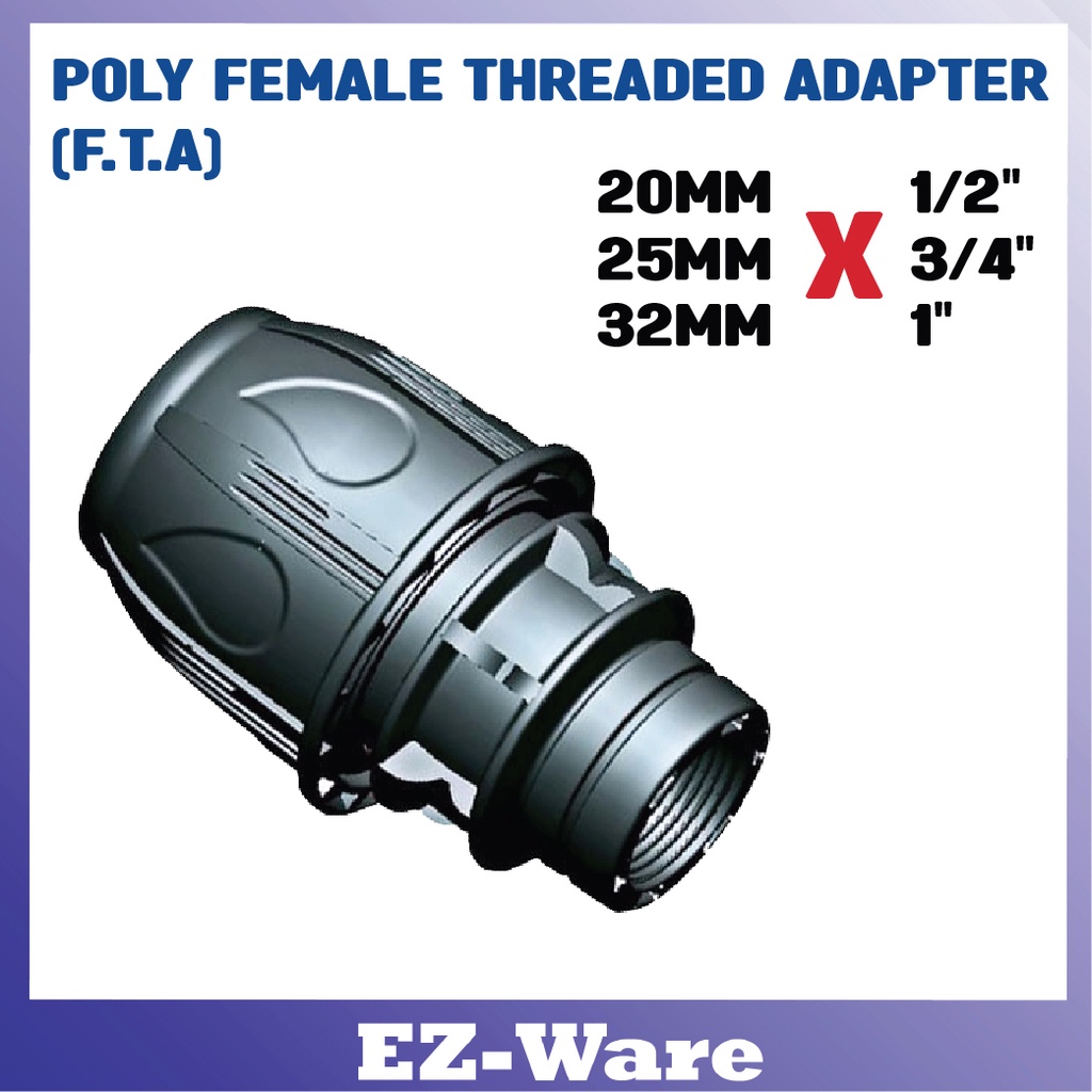 POLY Female Thread Adaptor FTA PP Poly Water Connection Fitting (20 25 ...