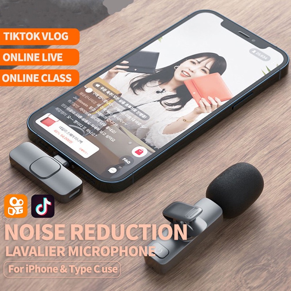 Wireless Lavalier Microphone for Phone Vlogging Cellphone Portable ...