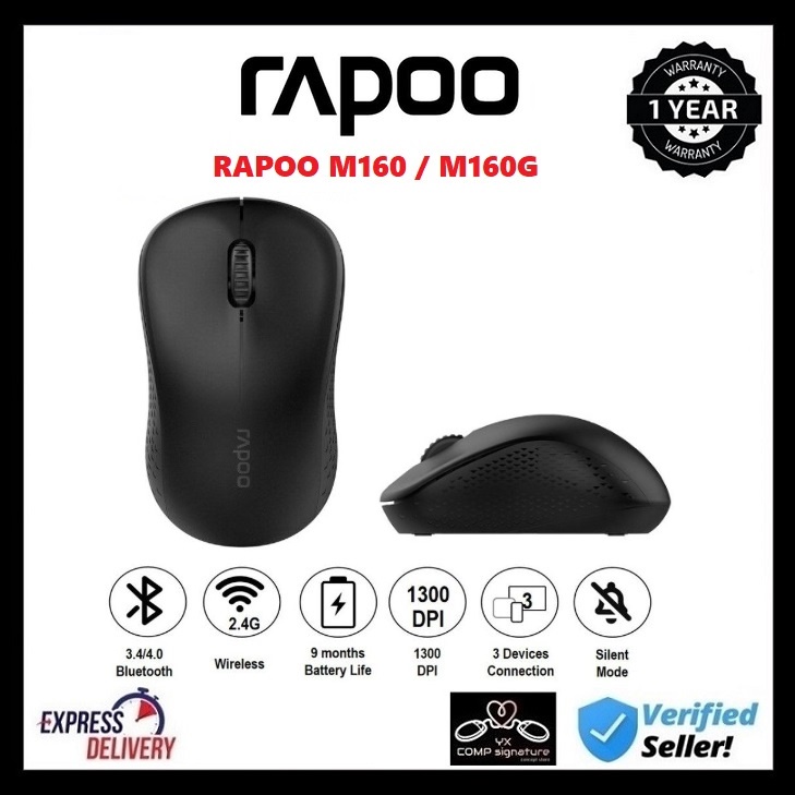 RAPOO M160 / M160G SILENT Multi-mode Wireless Mouse / Bluetooth Mouse ...