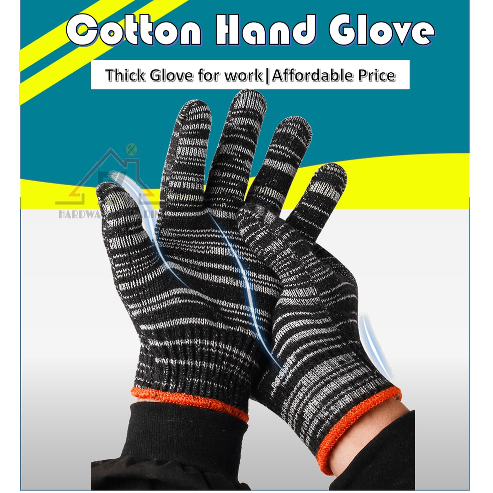 Knitted Cotton Hand Glove Safety Glove Gardening Work Sarung Tangan ...