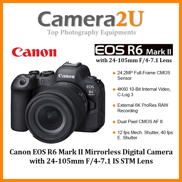 Canon EOS R6 Mark II MK2 Mark 2 Mirrorless Digital Camera with 24-105mm ...