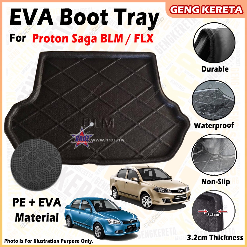 For Proton Saga BLM / FLX EVA Copolymer Car Boot Tray Luggage Cargo ...