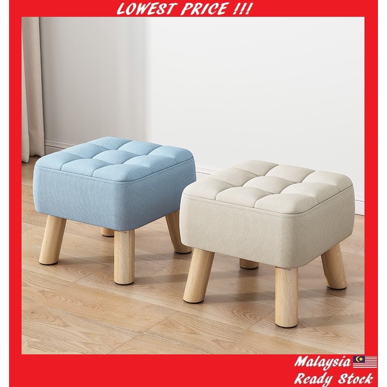 Mini Leg Stool Soft Cushion Wooden Small Bench Chair Ottoman Footstool ...