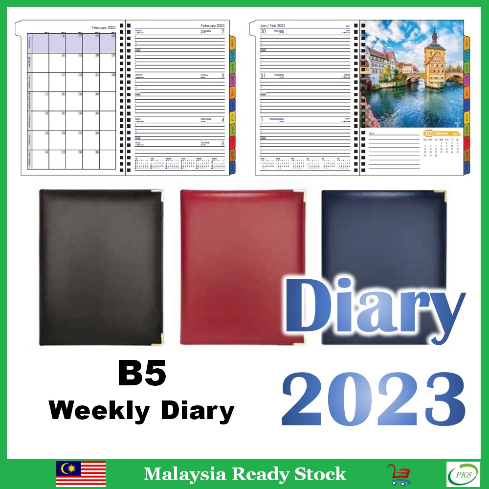 2023 Management Diary Weekly View B5 Size Leather Cover Diary Book ...