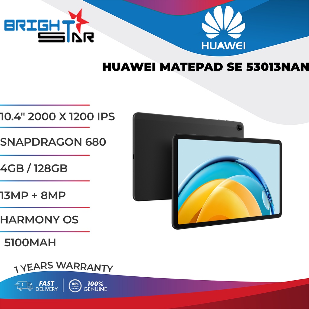 HUAWEI MATEPAD SE 53013NAN (10.4" 2000 X 1200 IPS/SNAPDRAGON 680 / 4GB ...