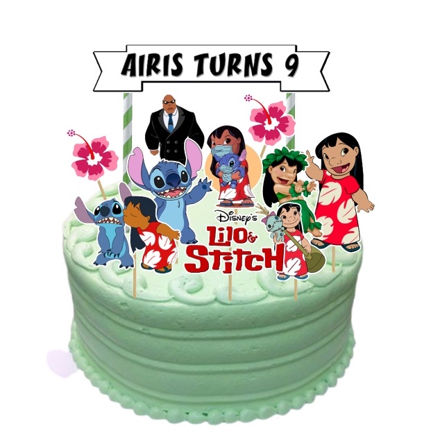 [CUSTOM NAME] Happy Birthday Cake Topper Lilo & Stitch Decoration Set ...