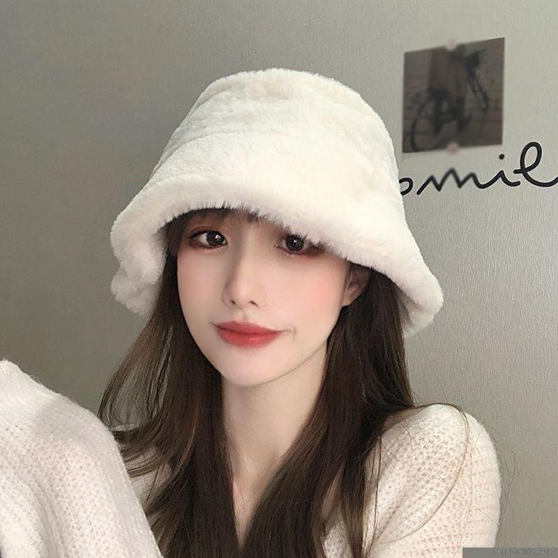 Winter Warm Fluff Caps Bowl Hats Outdoor Panama Casual Caps Women Panama Buckets Fisherman Hats ...