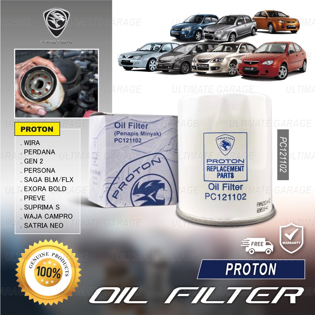 Original Proton Oil Filter PC121102 Penapis Minyak SAGA BLM FLX GEN2 ...