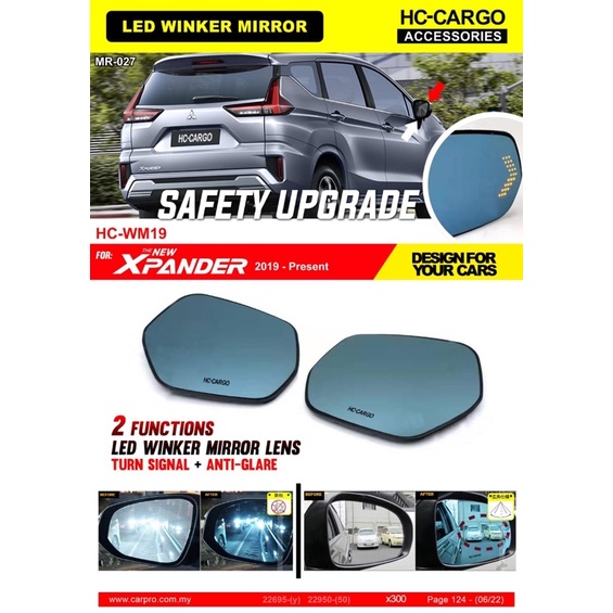 Mitsubishi Xpander side mirror blue lens winker led lamp light glass ...