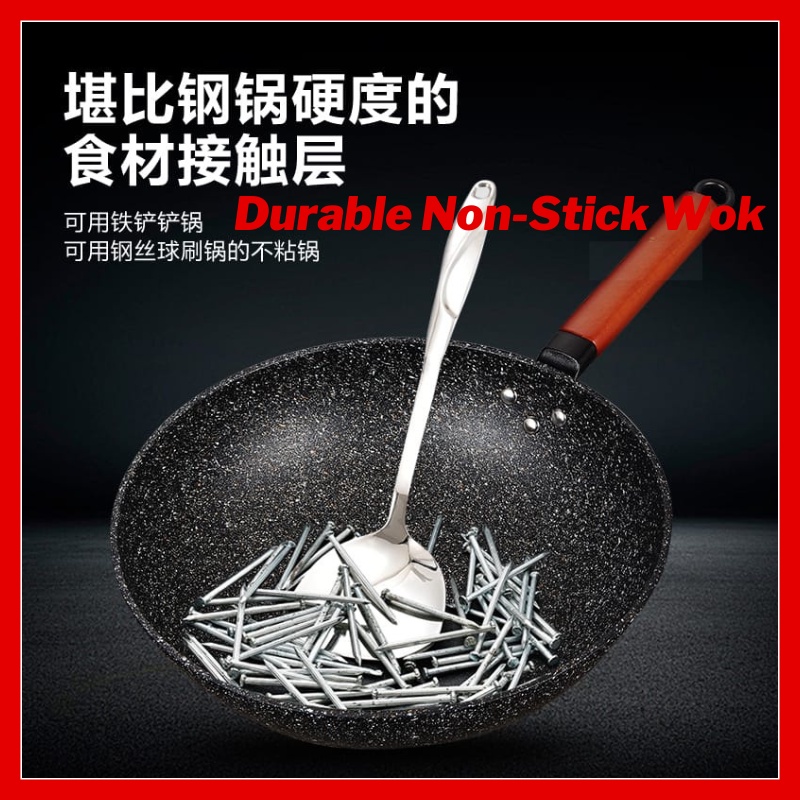 32/ 34 / 36 cm Scratch Resistant Non-Stick Wok Frying Pan Frying Wok ...