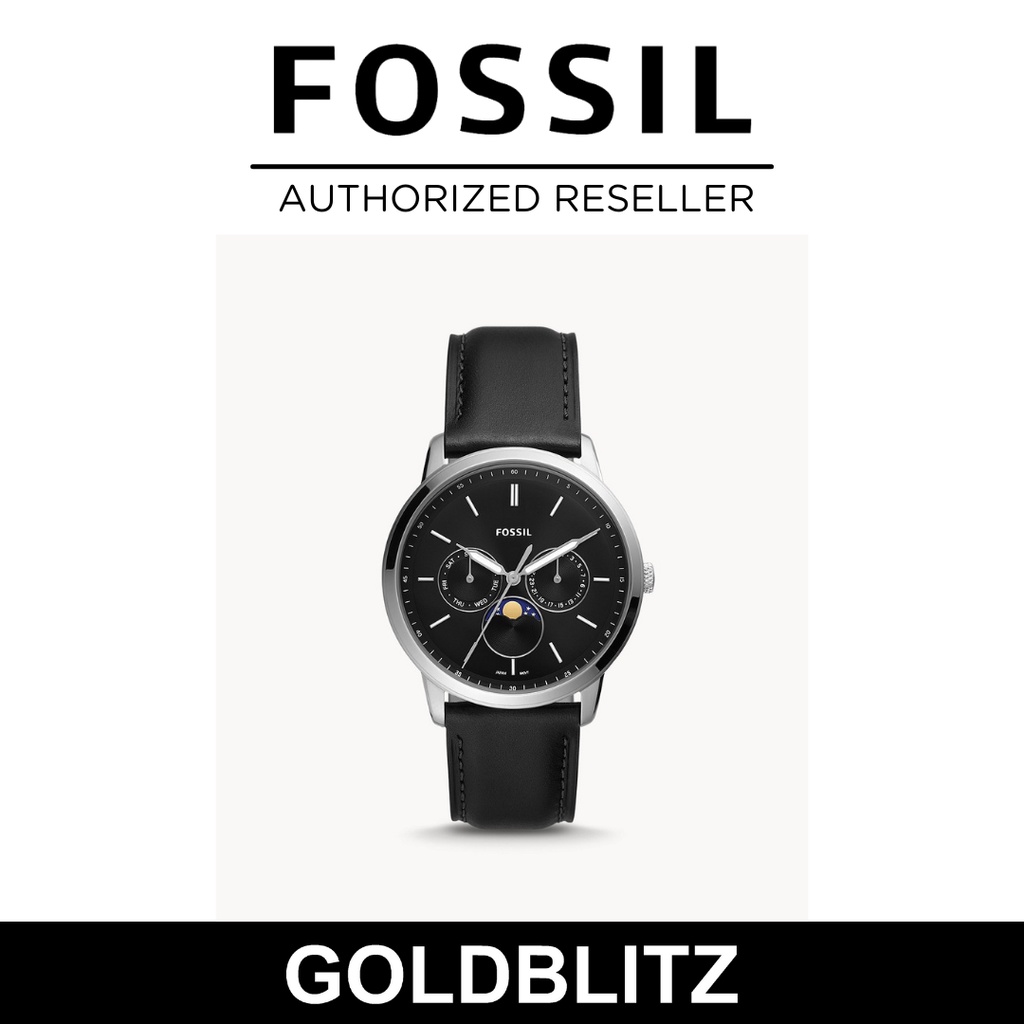Fossil Men's FS5904 Neutra Moonphase Multifunction Black Eco Leather ...