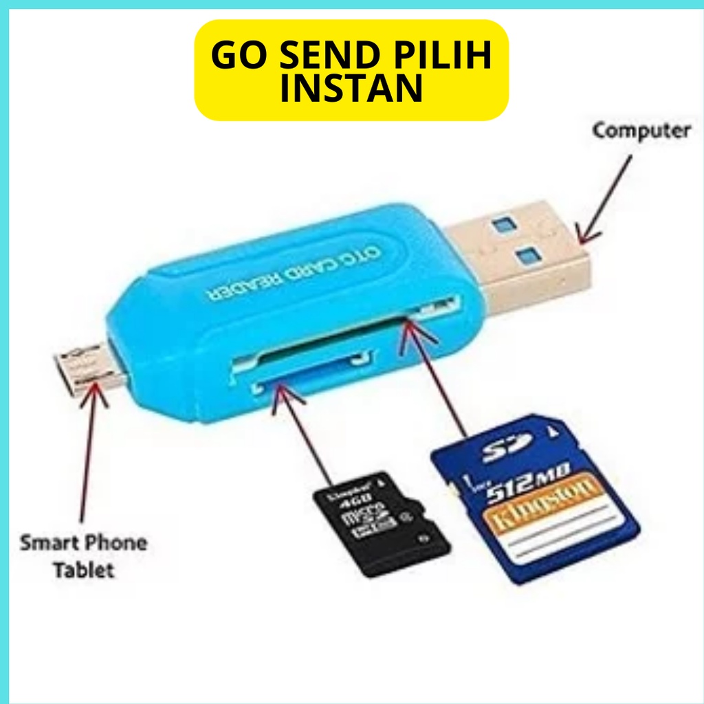 Card Reader Otg Rotary Micro Adss Otg CardReader 2 In 1 Card Reader Otg ...