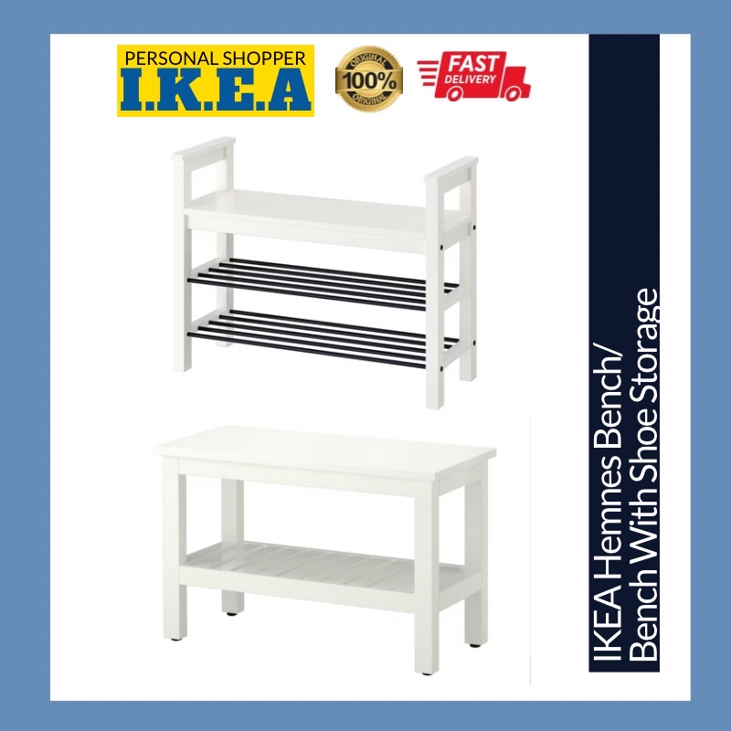 IKEA Hemnes Bench With Shoe Storage 85x32cm Rack White Solid Wood Pine ...