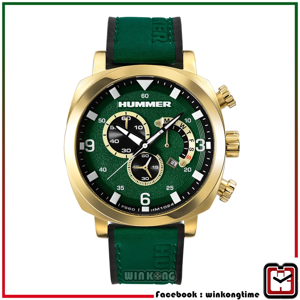 HUMMER MEN CHRONOGRAPH WATCH 1024 GOLD X GREEN LEATHER (1 Years ...