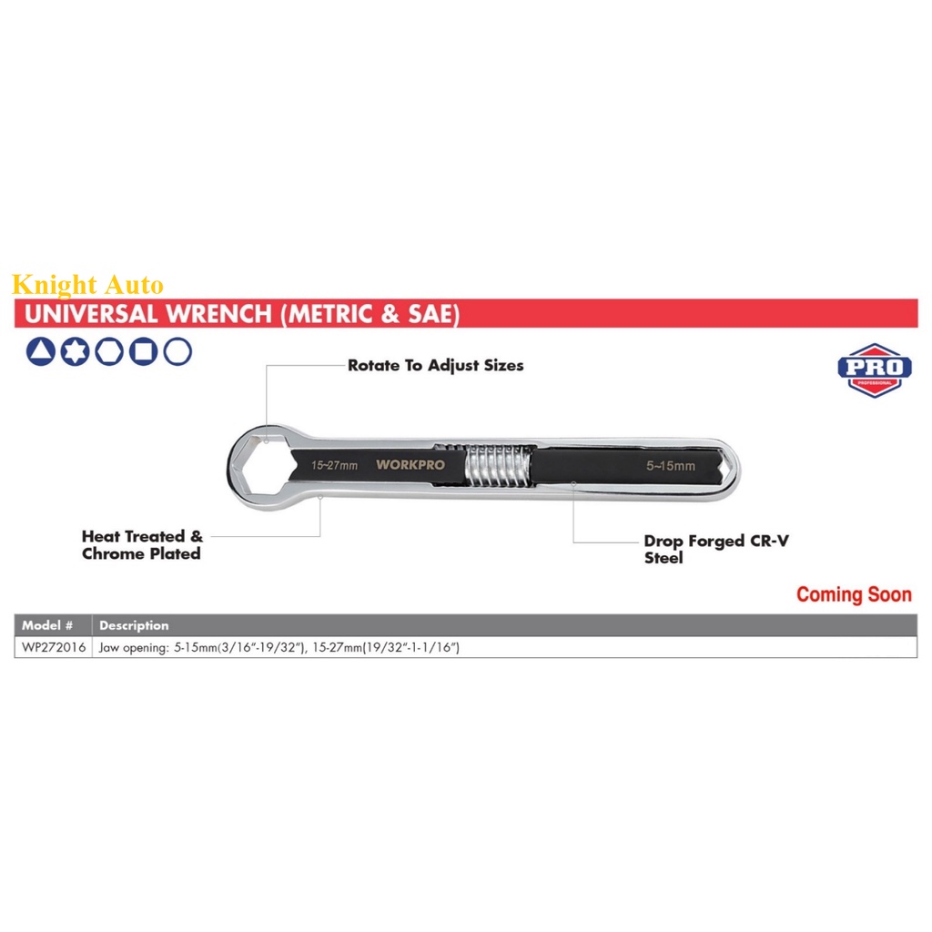 WORKPRO WP272016 UNIVERSAL WRENCH (METRIC & SAE) | Shopee Malaysia