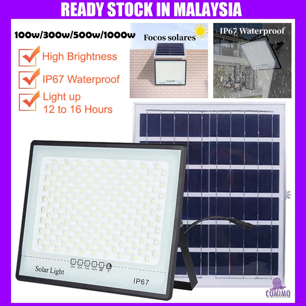 100w 300w 500w 1000w Solar Light Outdoor Remote Control IP67 Waterproof ...