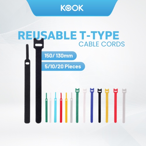 T-type Cable Velcro Cable Tie Wire Reusable Cord Organizer Cable Wire ...