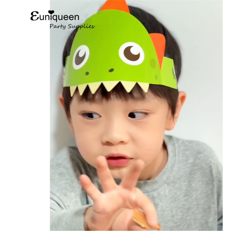 8 pcs Cute Dinosaur Party Hats Birthday Party Hats for Kids Dinosaur ...